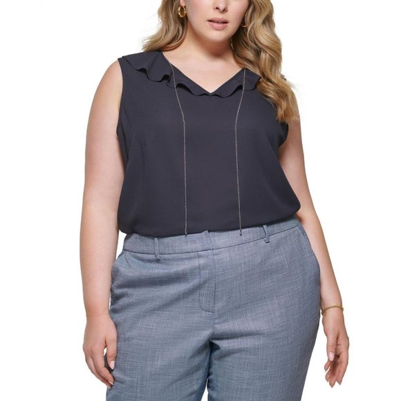 Calvin Klein | Tops | Nwt Calvin Klein Womens Plus Size Ruffled ...